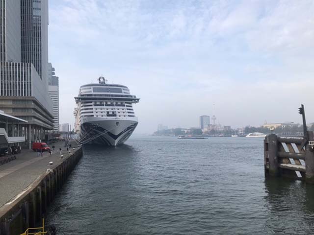 Cruiseschip ms MSC Euribia van MSC Cruises aan de Cruise Terminal Rotterdam