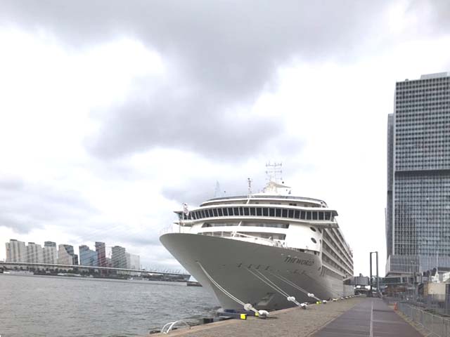 Cruiseschip ms The World aan de Cruise Terminal Rotterdam